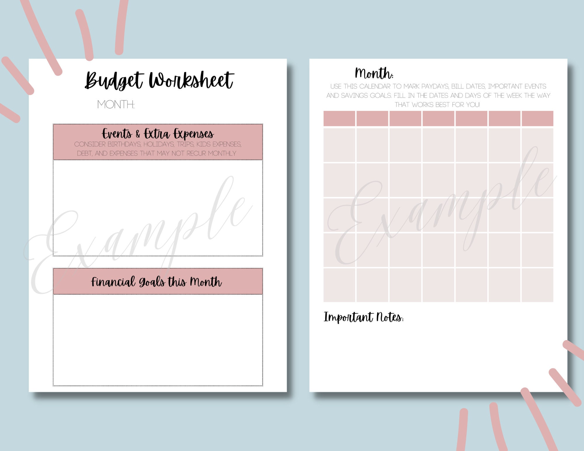 Printable Budget Worksheet Bundle - Etsy