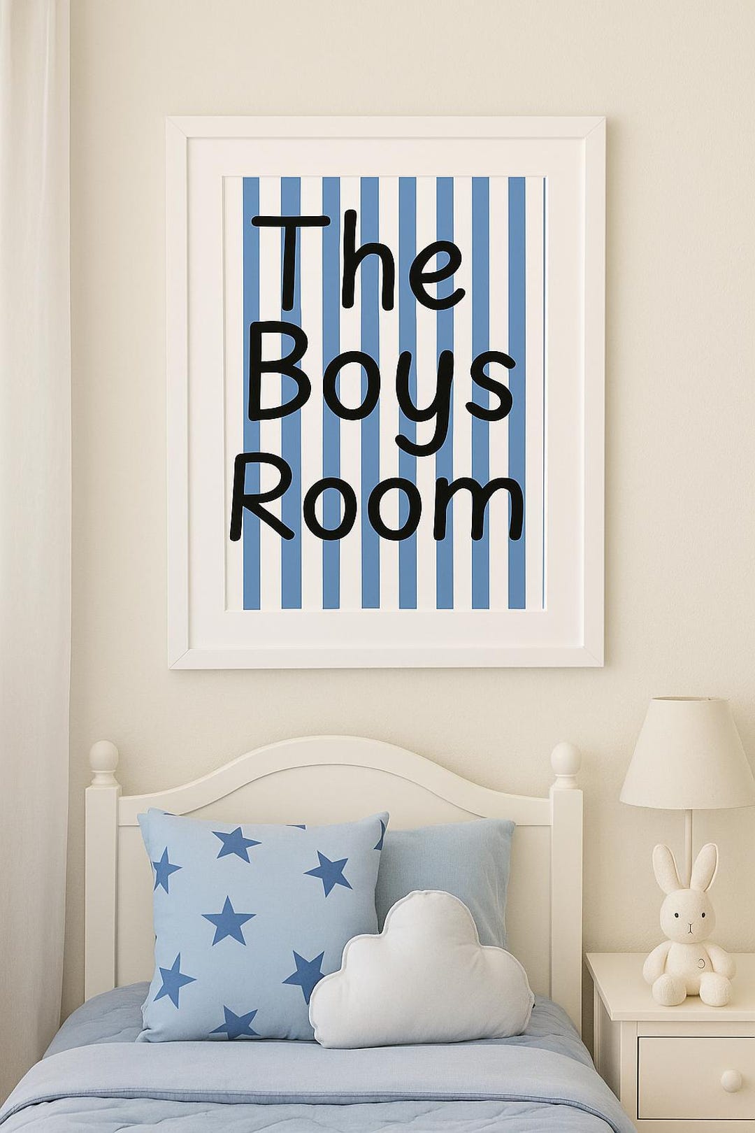 Boys Room Sign: Blue Striped Wall Art, Kids Bedroom Decor (digital ...