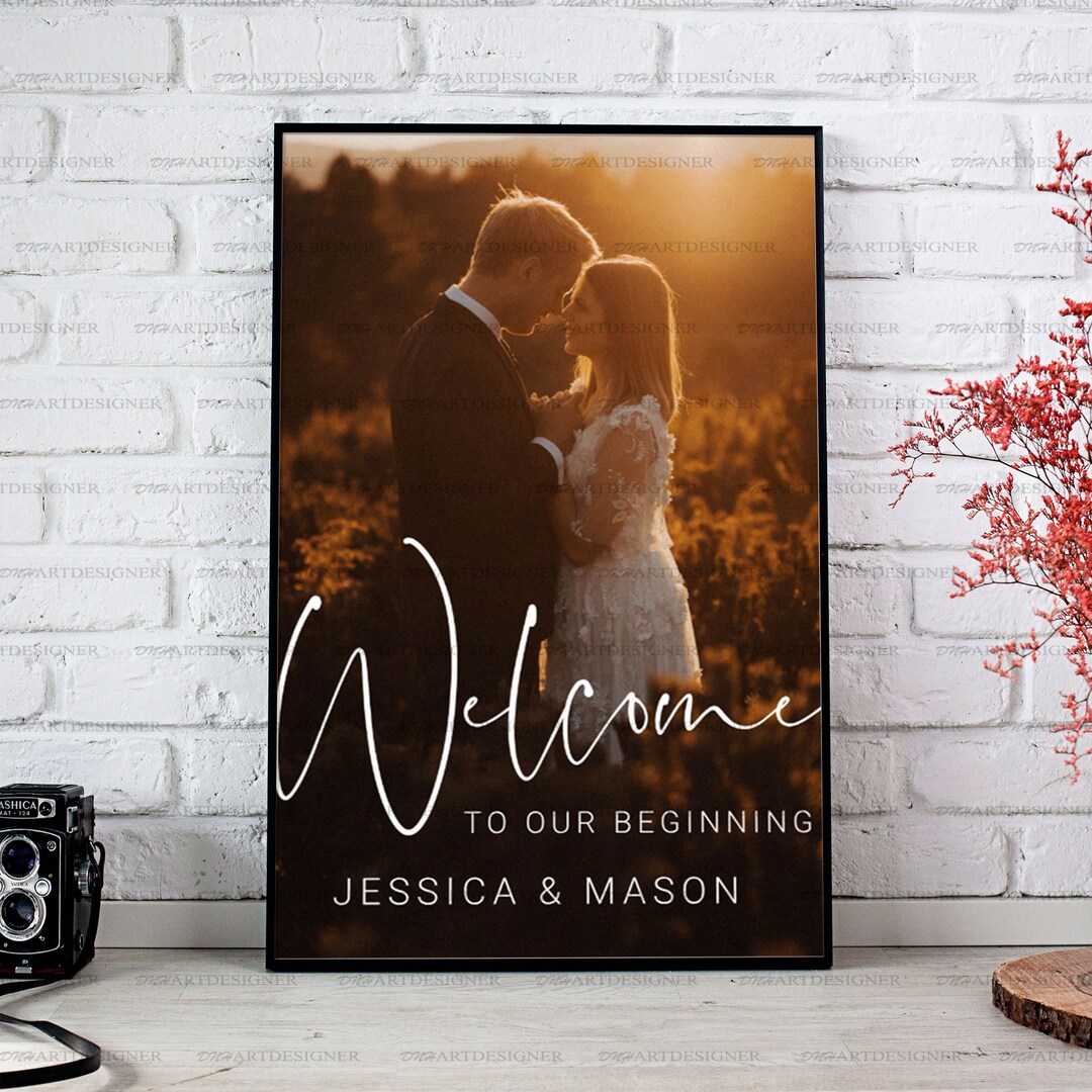 Custom Wedding Welcome Sign With Photo, Wedding Engagement Picture Sign ...