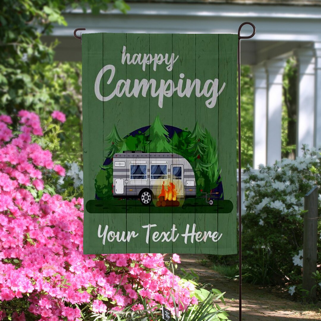 Custom Happy Camping Flag, Custom Camping Yard Flags, Custom Family ...