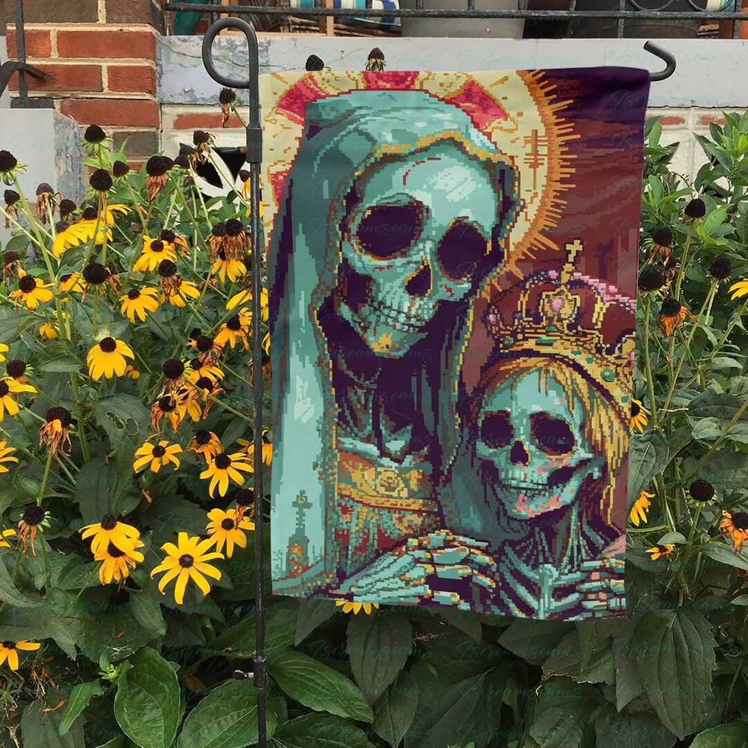 Virgin Mary Inspired Skeleton Flag, Guadalupe N Day of Dead, Mystic ...