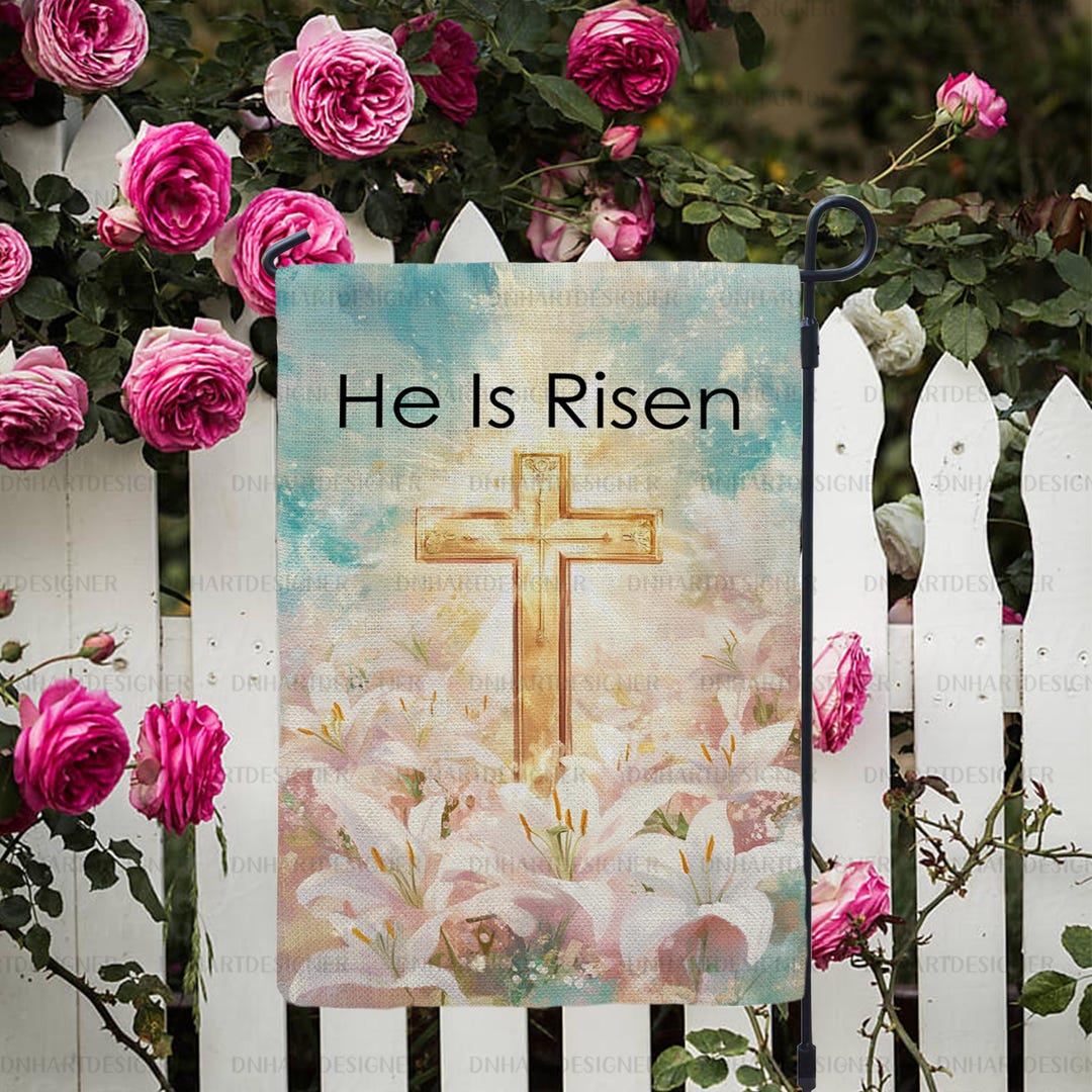 Heaven Golden Cross Flag, He is Risen Easter Flag, Catholic Easter Day ...
