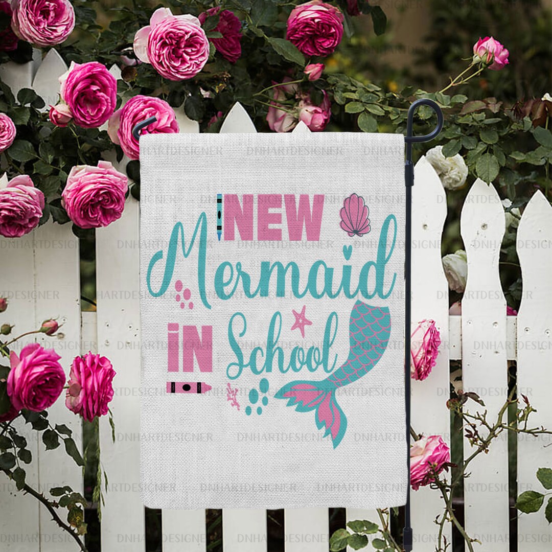 New Mermaid in School Flag, Mermaid Tail Garden Flag, Cute School Decor ...