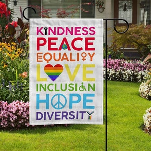 Inclusive Rainbow Peace Flag, Diversity Flag, Kindness Yard Art, Anti ...