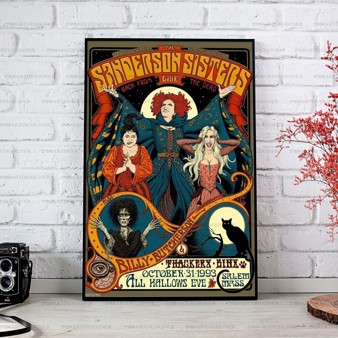 Aesthetic Hocus Pocus Poster Canvas, Retro Sanderson Sisters Wall Art ...