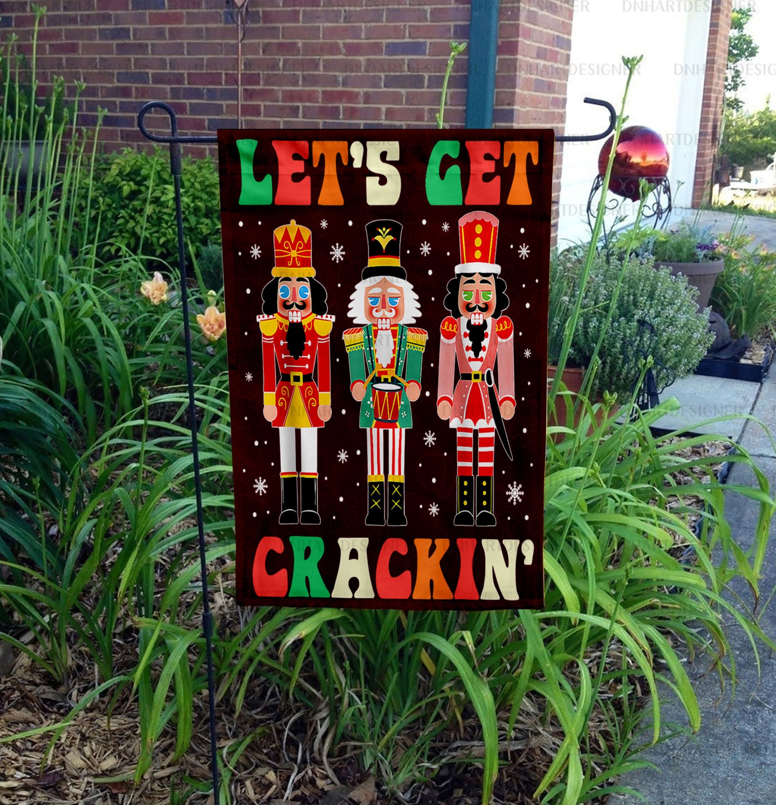 Let's Get Crackin' Nutcracker Christmas Flag, Cheerful Xmas Nutcracker ...