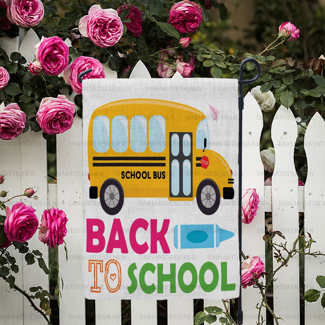 Colorful School Bus Garden Flag, Welcome Back to School Yard Flag ...