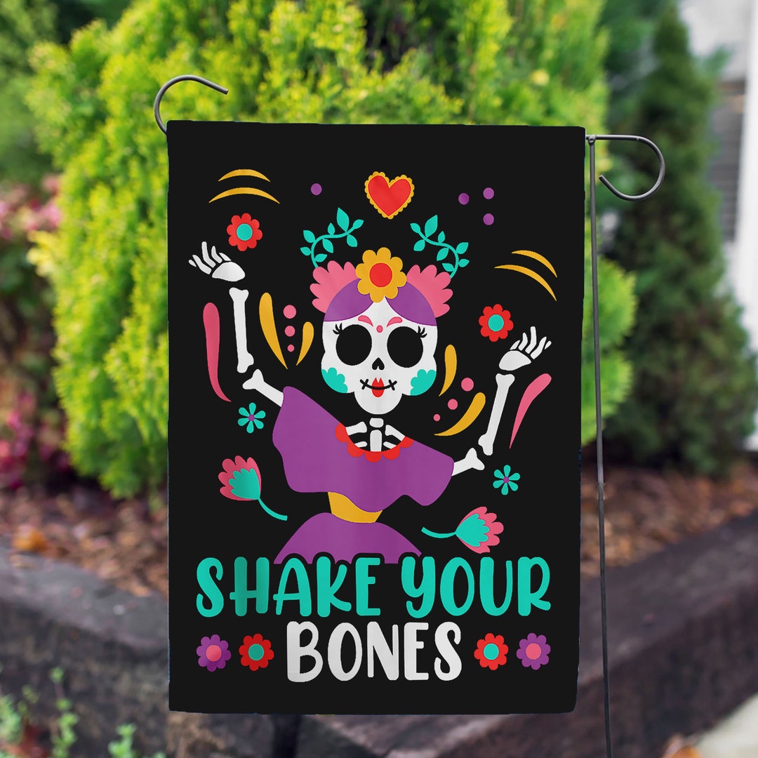 Lady Mexican Dancing Skeleton Flag, Dia De Los Muertos Flag, Mexico ...