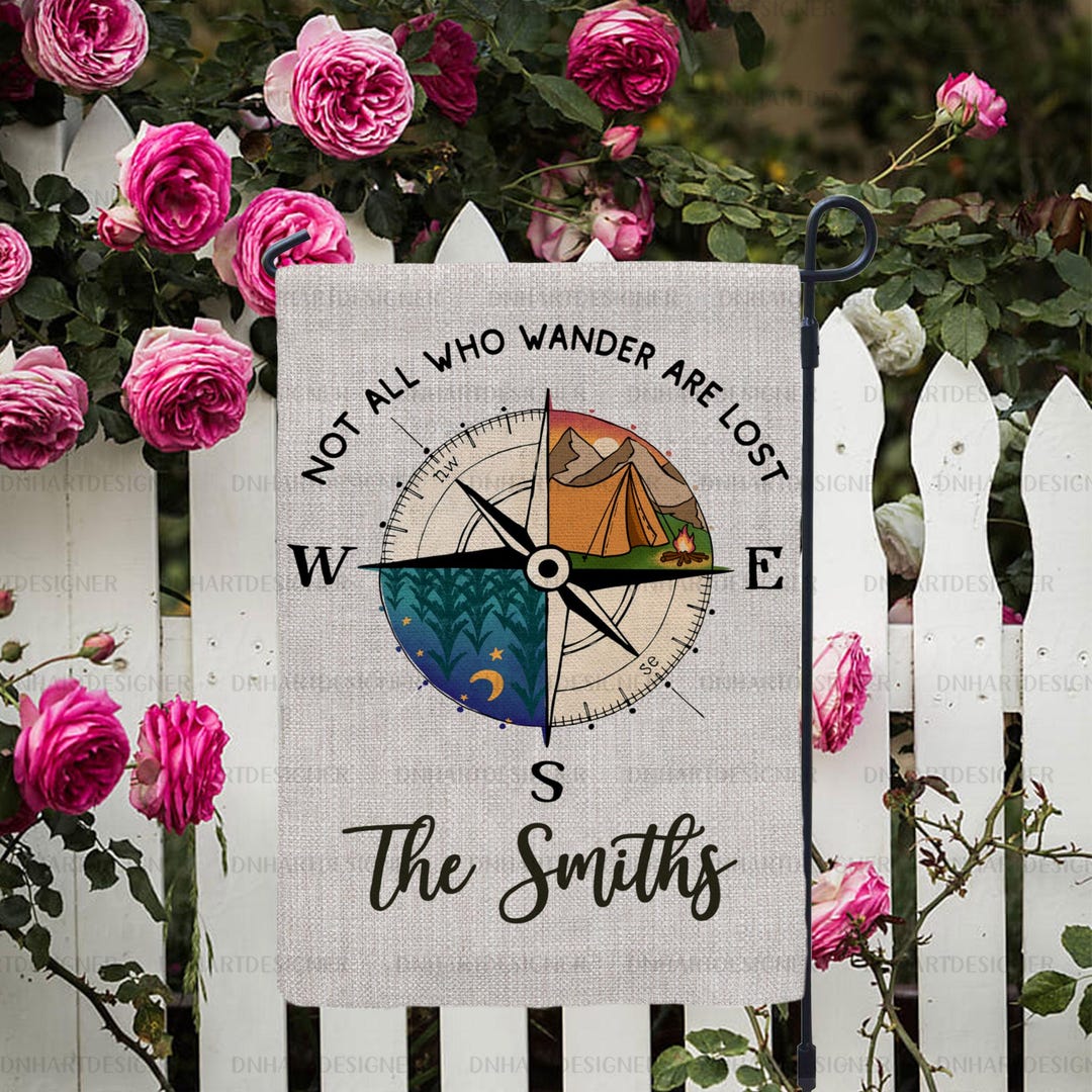 Wander Are Lost Customized Flag, Wild Compass Hiking Flag, Camper ...