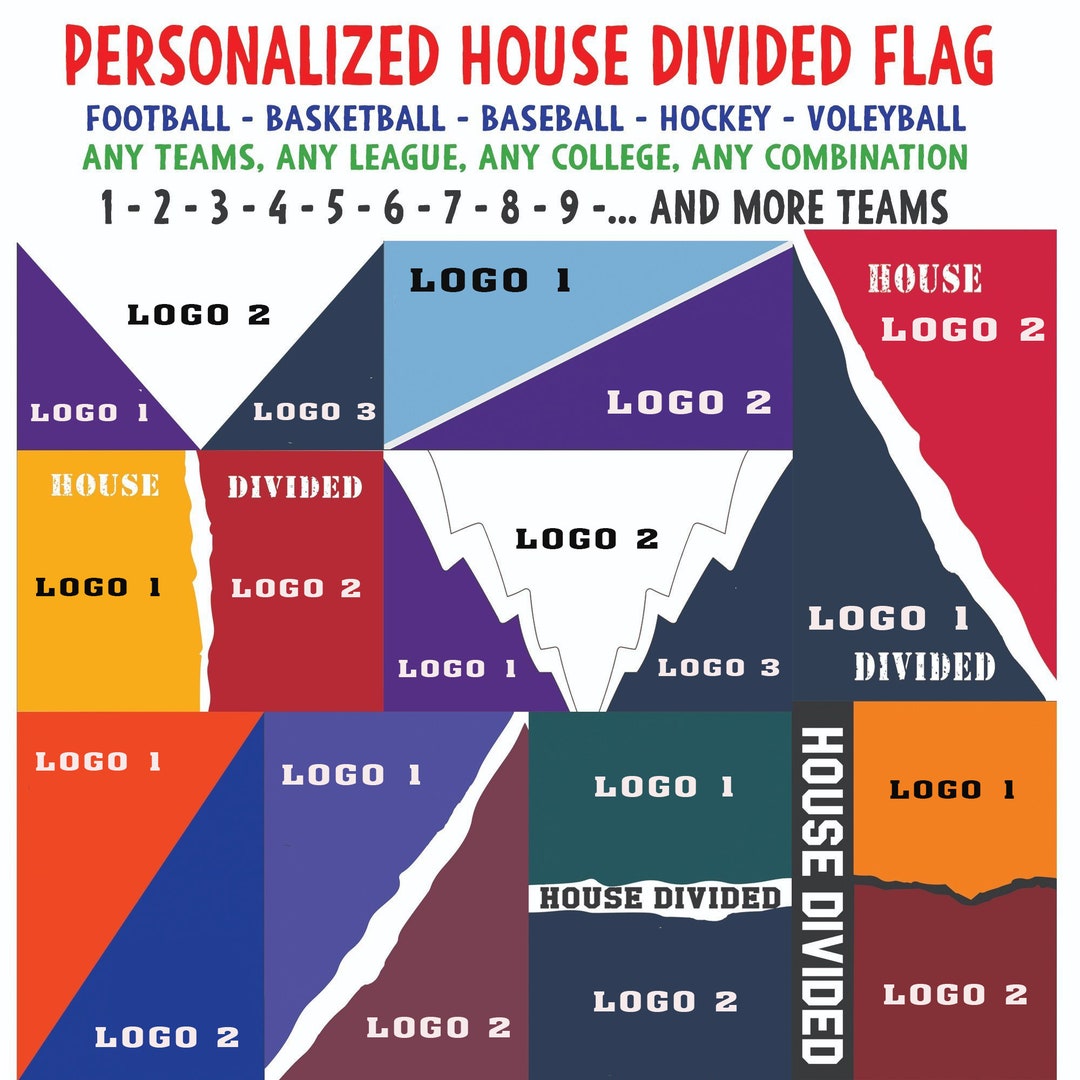 Personalized House Divided Garden Flag, Football Basketball Baseball ...