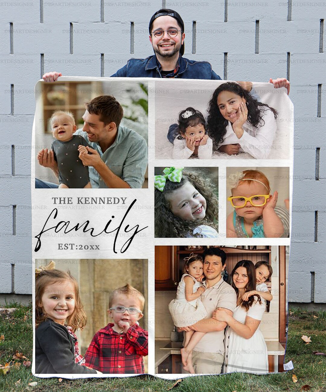 Modern Family Photo Blanket, Personalized Photo Blanket, Custom Photo ...