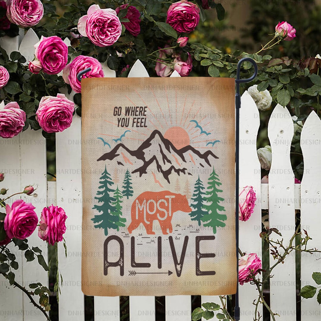 Camper Go Where You Feel Alive Flag, Forest Animals Camping Flag, Entry ...