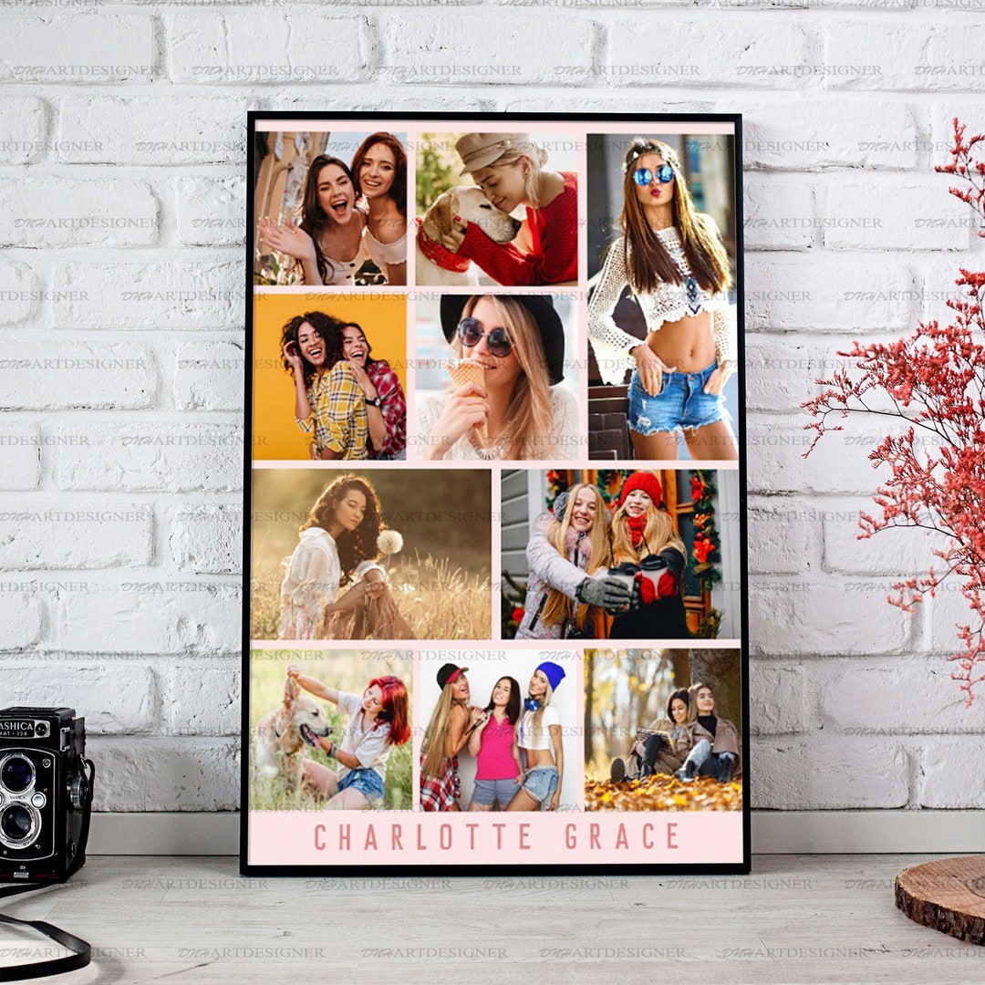 Minimalist Best Friend Photo Poster Canvas, Friendship Memories Collage ...