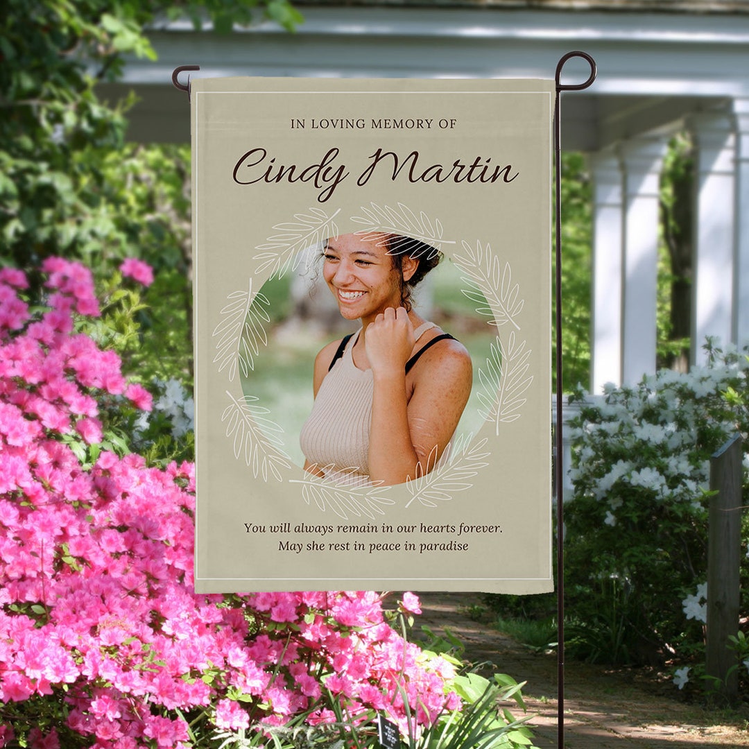 Boho in Loving Memory Garden Flag, Custom Flower Wreath Flag, Flower ...