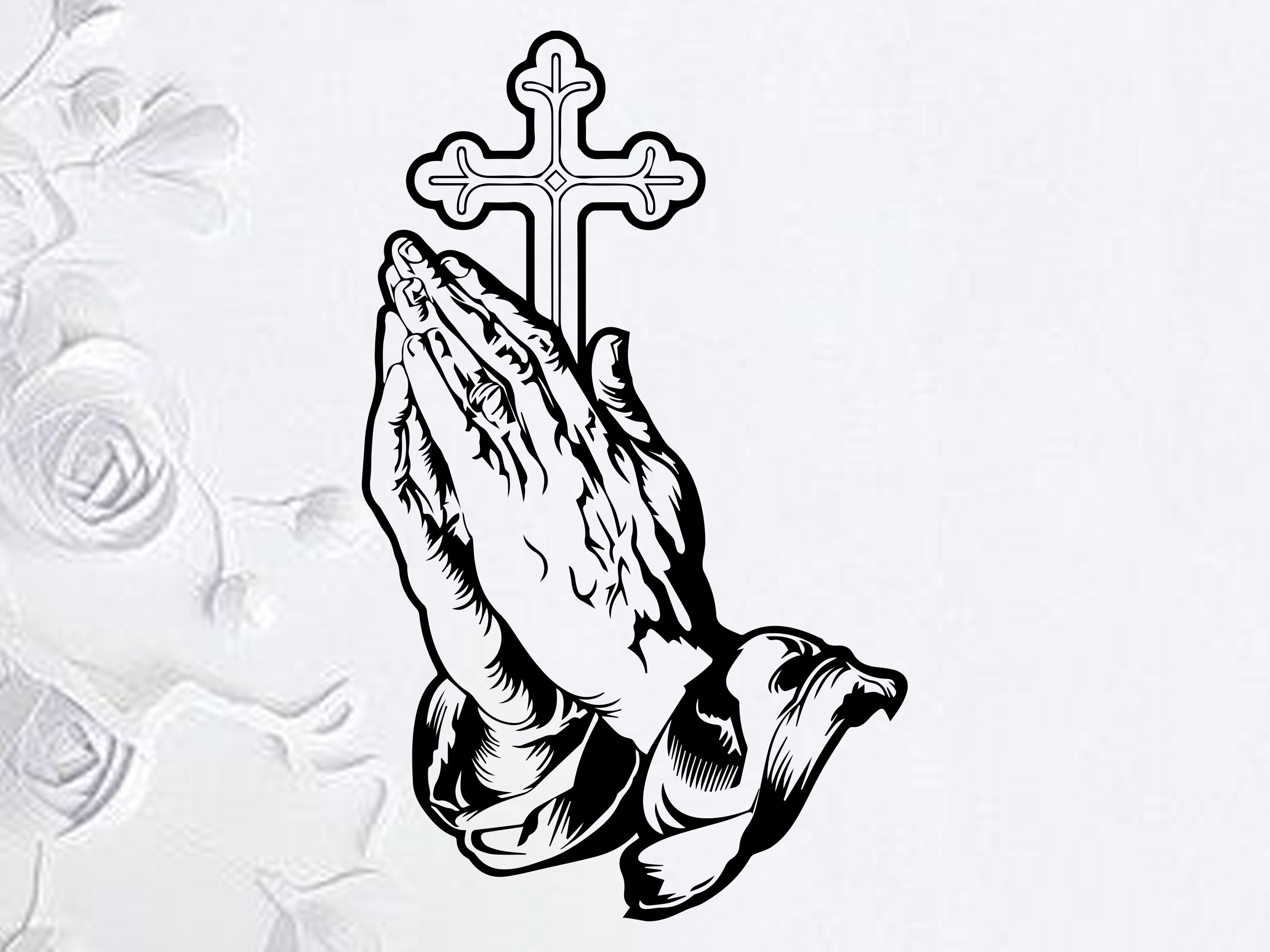 Praying Hands With Cross Tattoo