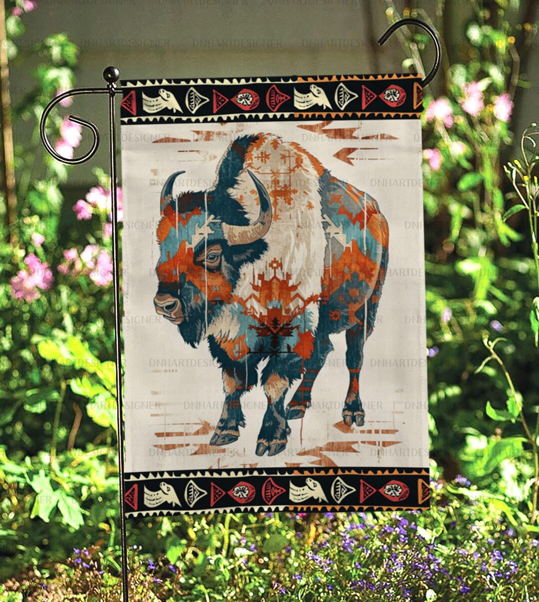 Bison Tribe Indigenous Peoples Day Flag, Indigenous Animal Front Yard ...