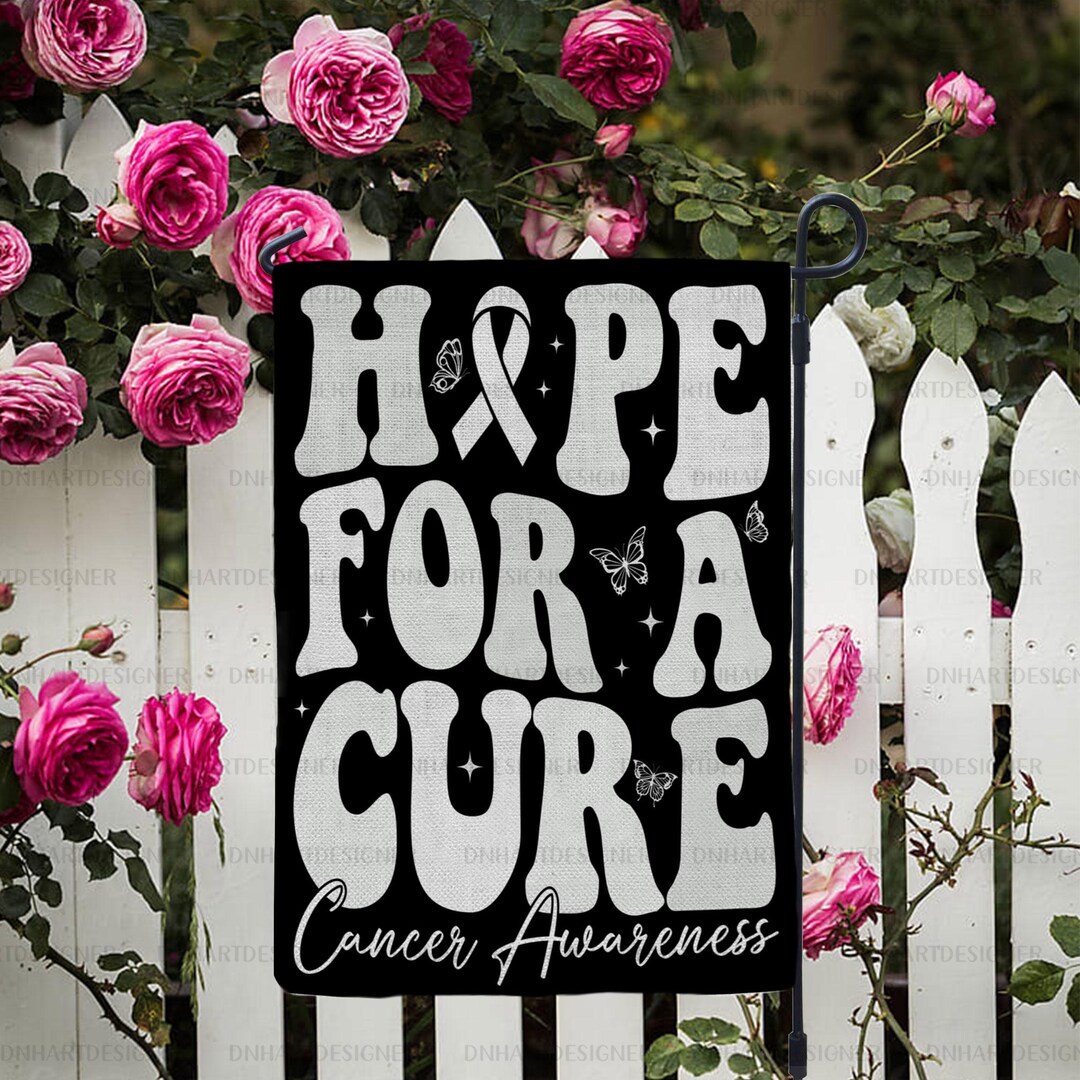 Lung Ribbon Hope for A Cure Flag, Butterfly Fight Lung Cancer Flag ...