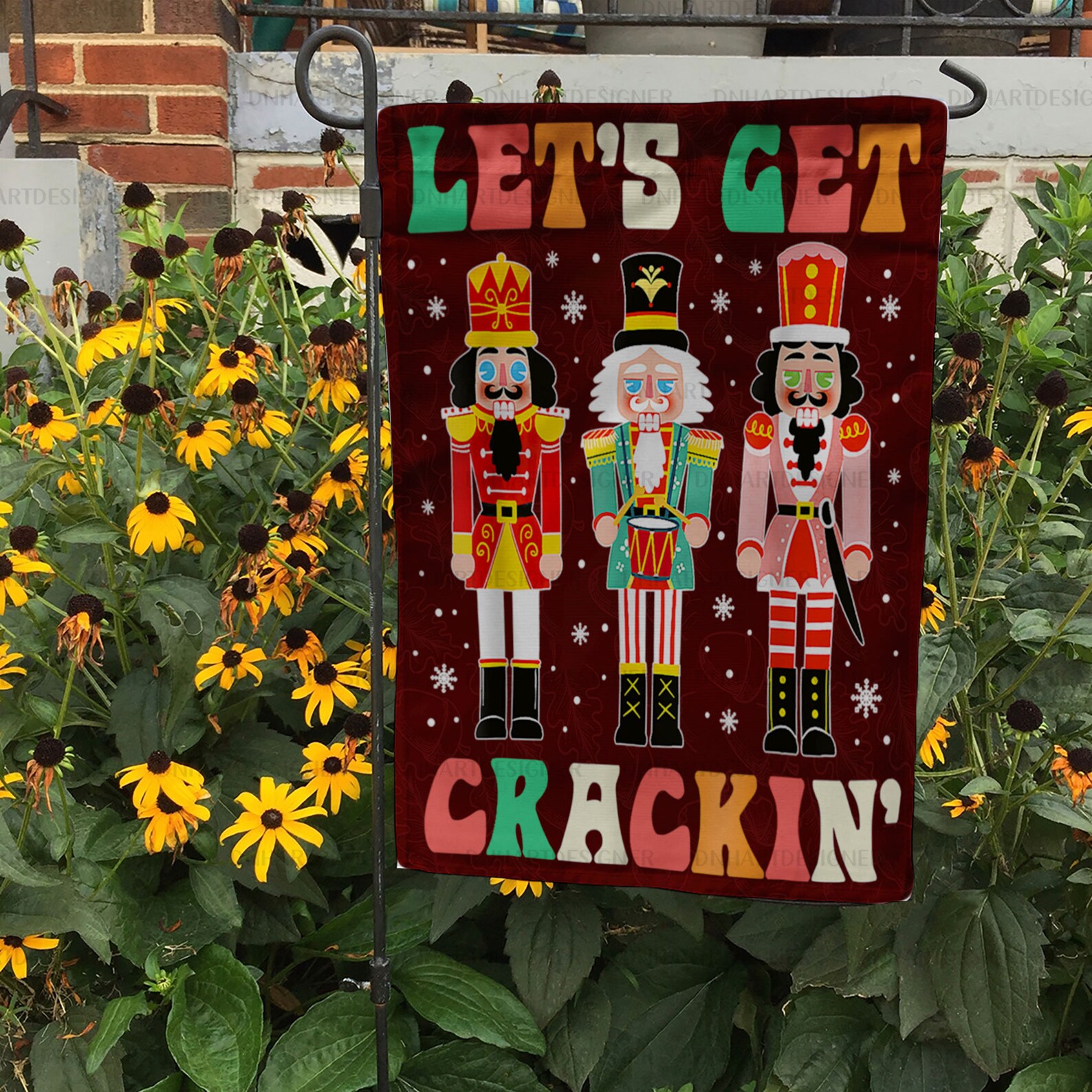 Let's Get Crackin' Nutcracker Christmas Flag, Cheerful Xmas Nutcracker ...