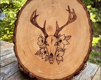 8.5x11 Deer Skull in the Forest Pyrography Woodburning - Etsy