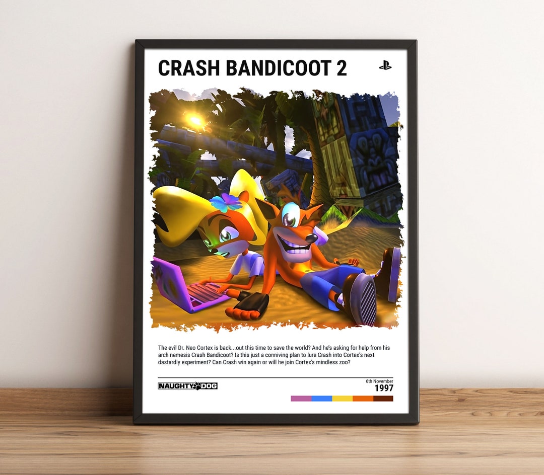 Crash 2 (1997) Poster - Video Game Wall Art Print - Gaming Gift - A5-A4 ...