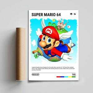Super Mario 64 1996 N64 Poster Video Game Art Print Gaming Gift A5-A4 ...