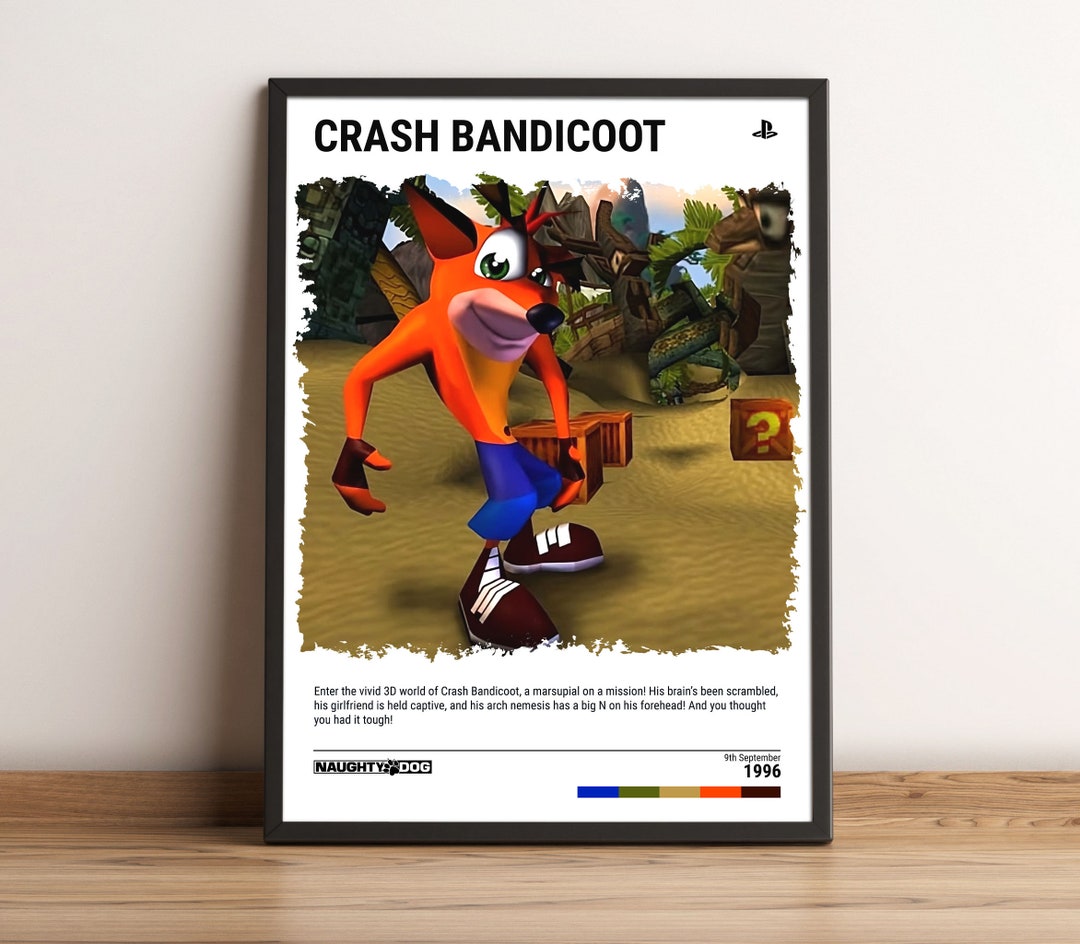 Crash Bandicoot 1 (1996) Poster - Video Game Wall Art Print - Gaming ...