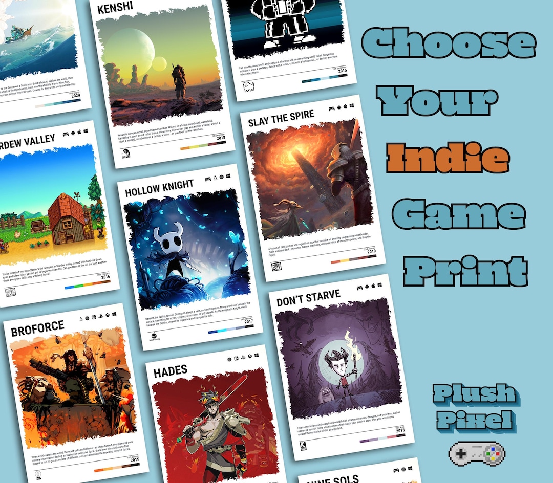 Choose Your Indie Game Poster - Video Game Wall Art Print - Gaming Gift ...