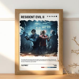 Resident Evil 2 (1998) Poster - Video Game Wall Art Print - Gaming Gift ...