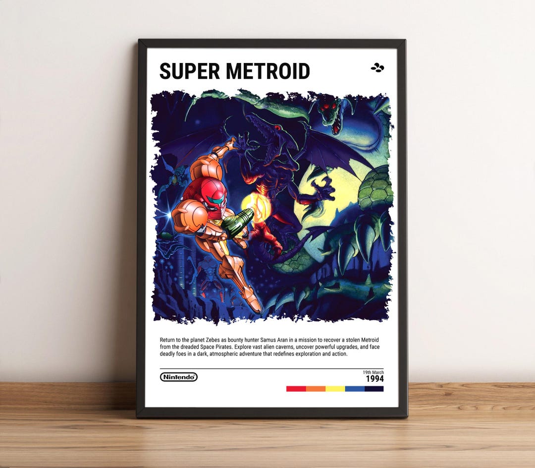 Super Metroid (1994) SNES Poster - Super Nintendo Video Game Wall Art ...