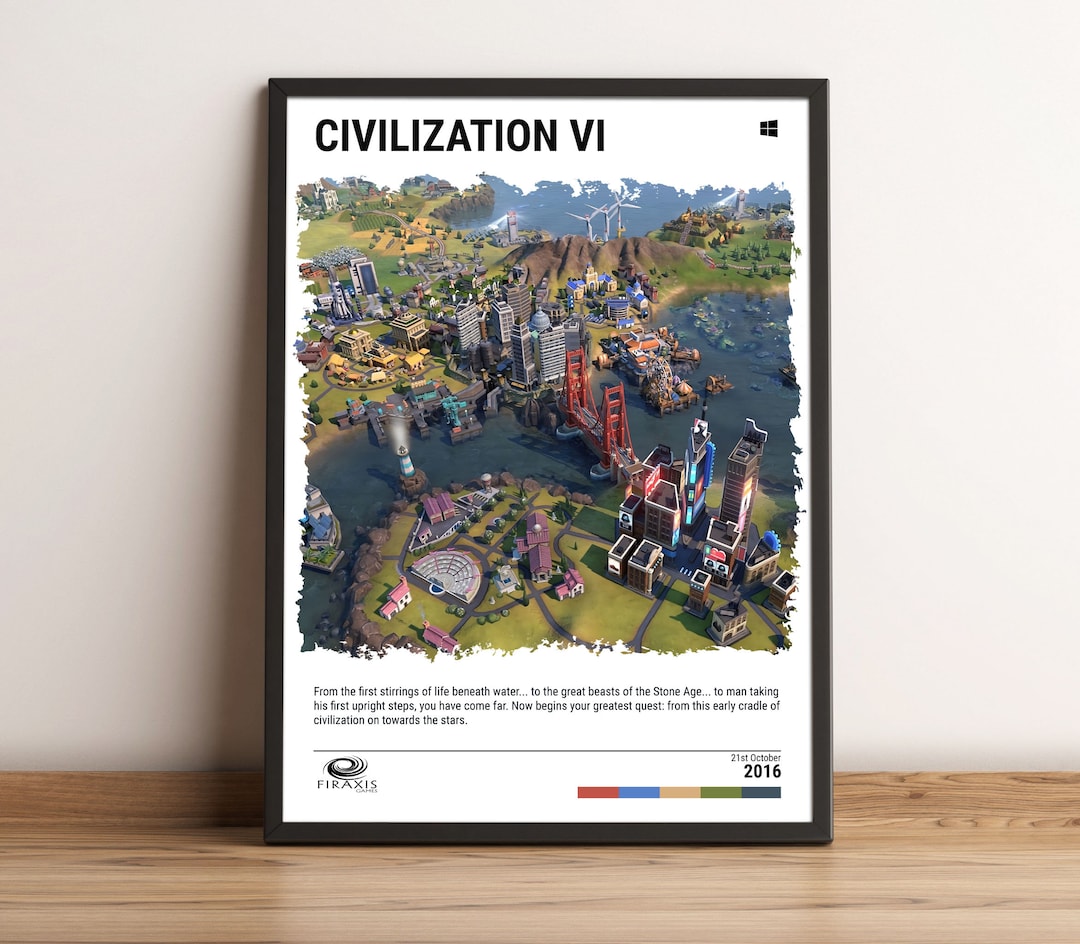 Civ 6 (2016) Poster - Video Game Wall Art Print - Gaming Gift - A5-A4 ...