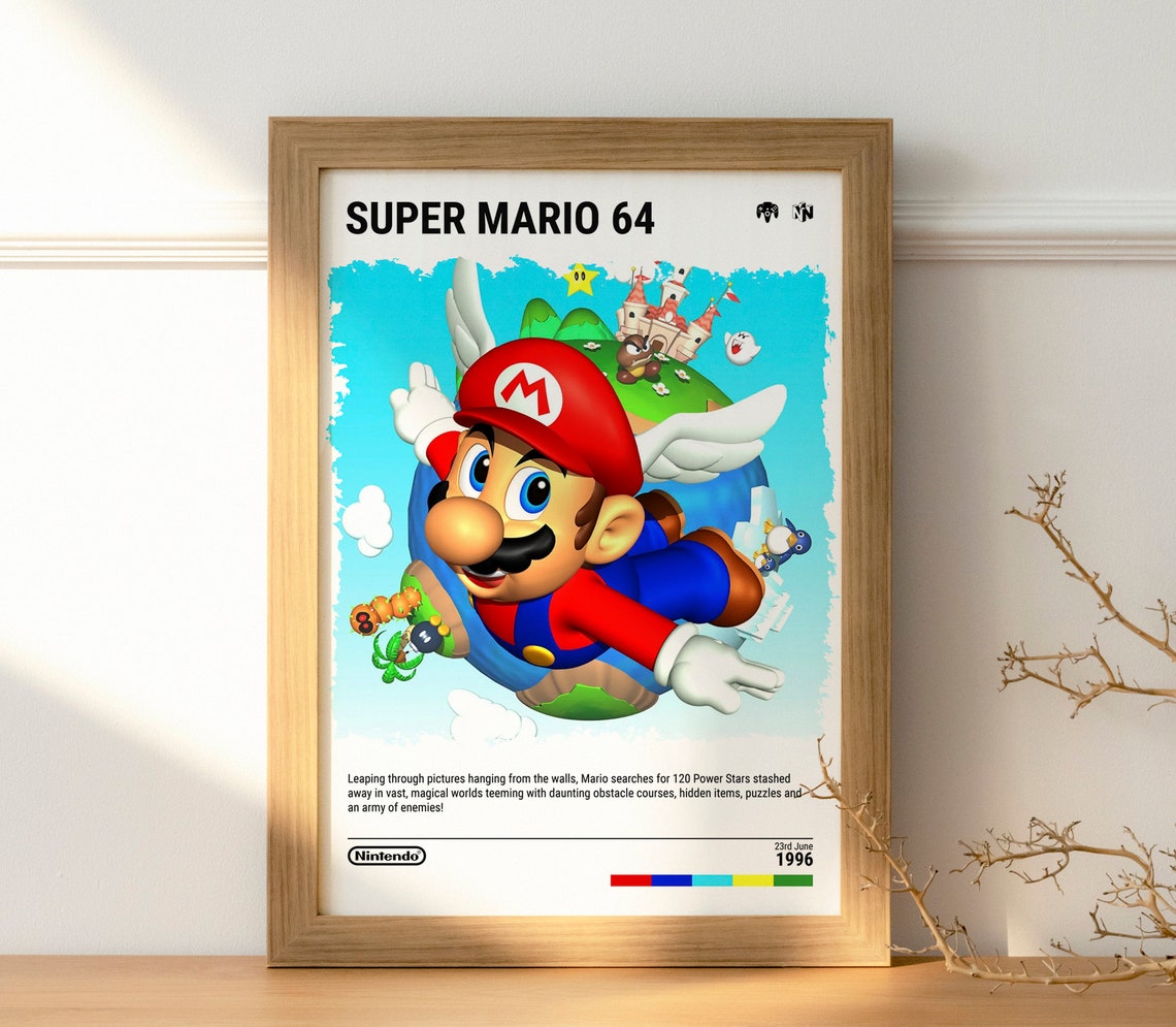 Super Mario 64 1996 N64 Poster Video Game Art Print - Etsy