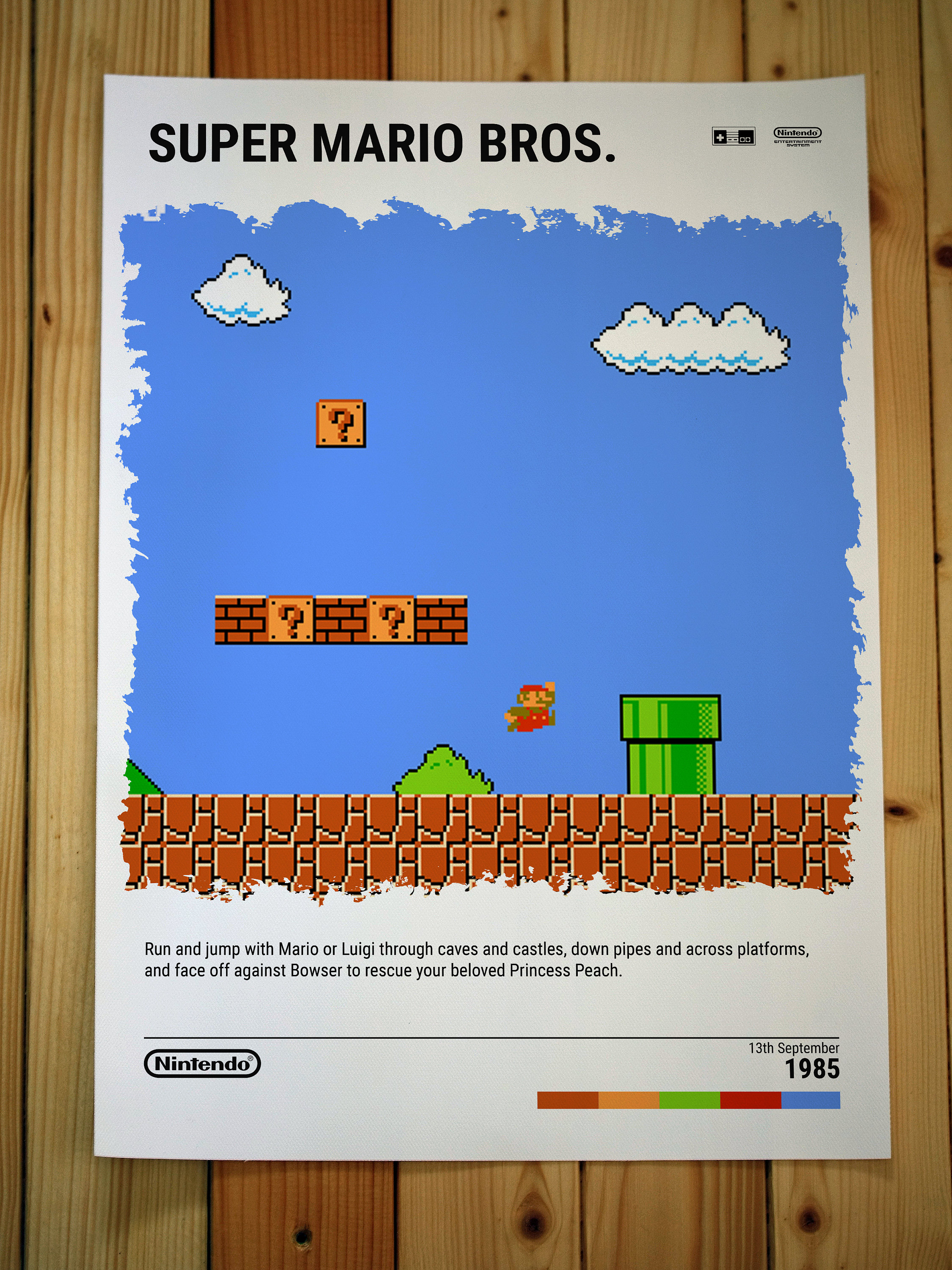 Super Mario Bros. 1985 NES Poster Video Game Art Print - Etsy UK