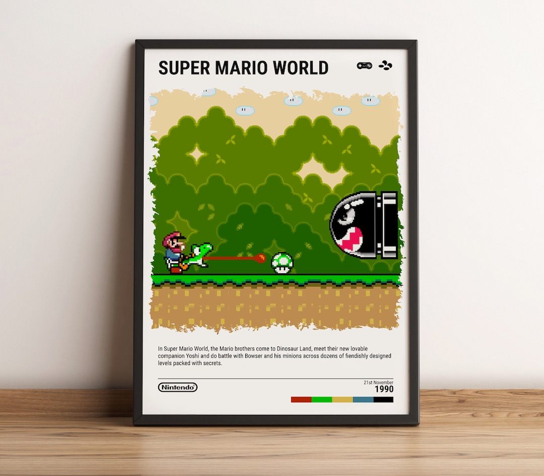 Super Mario World 1990 SNES Poster Video Game Art Print - Etsy