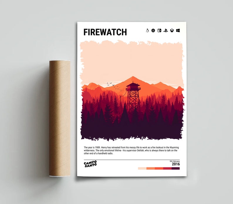 Firewatch (2016) Poster - Video Game Wall Art Print - Gaming Gift - A5 ...
