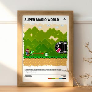 Super Mario World (1990) SNES Poster - Video Game Art Print - Gaming ...