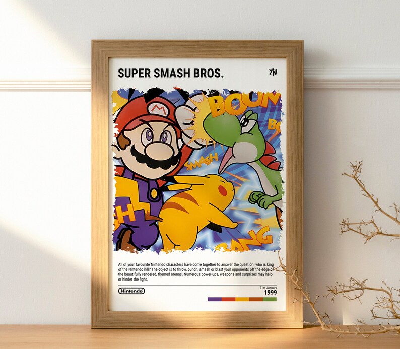 Super Smash Bros. 1999 N64 Poster Video Game Art Print - Etsy
