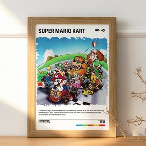 Super Mario Kart 1992 SNES Poster Video Game Art Print Gaming Gift A5 ...