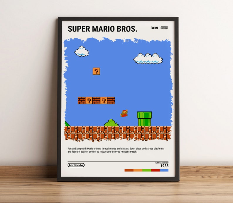 Super Mario Bros. 1985 NES Poster Video Game Art Print - Etsy