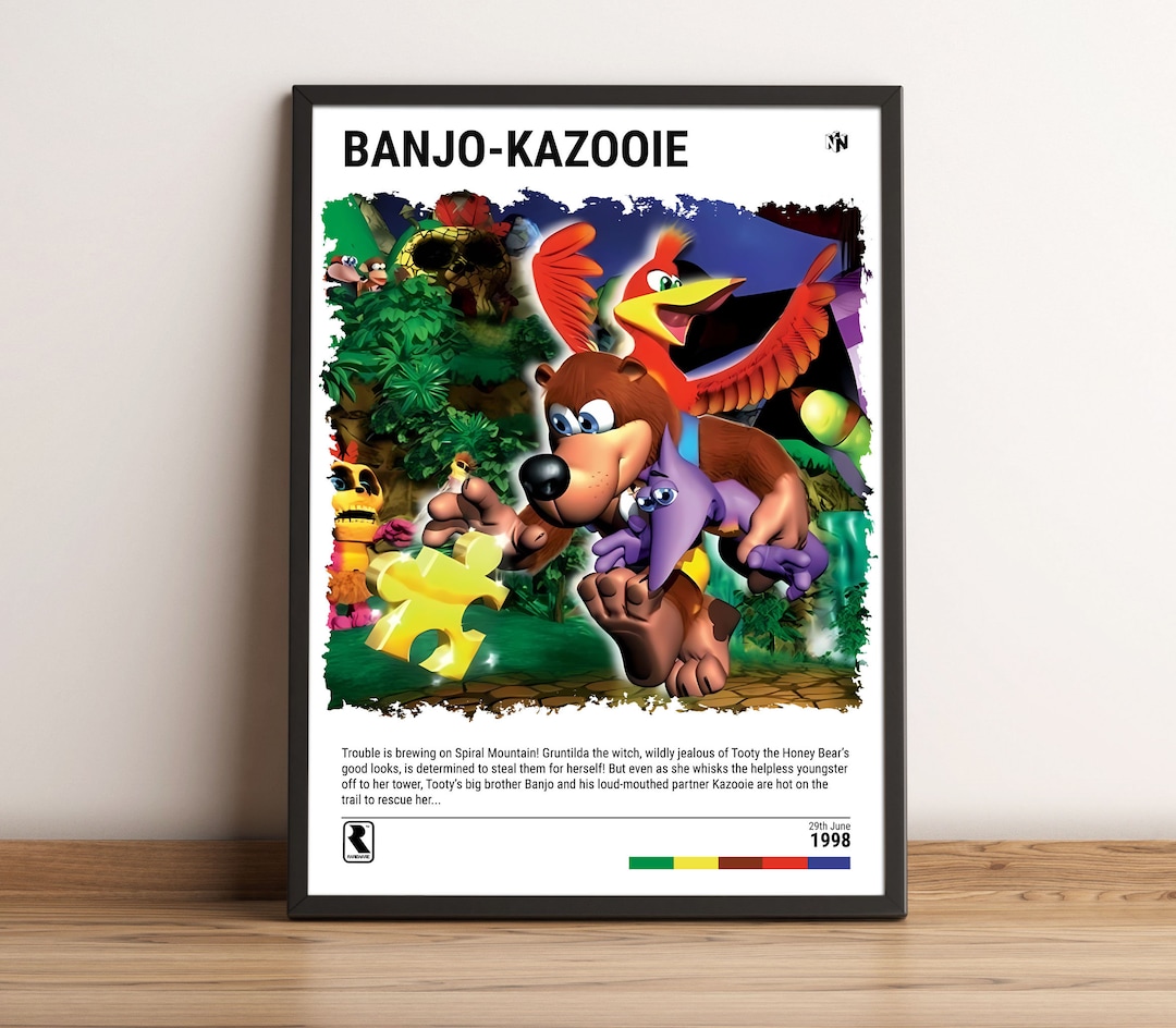 Banjo -kazooie(1998) Game Poster Wall Art Print - Gaming Gift - A5-A4 ...