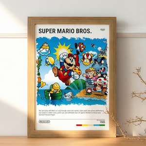 Super Mario Bros. (1985) NES Poster - Video Game Art Print - Retro ...