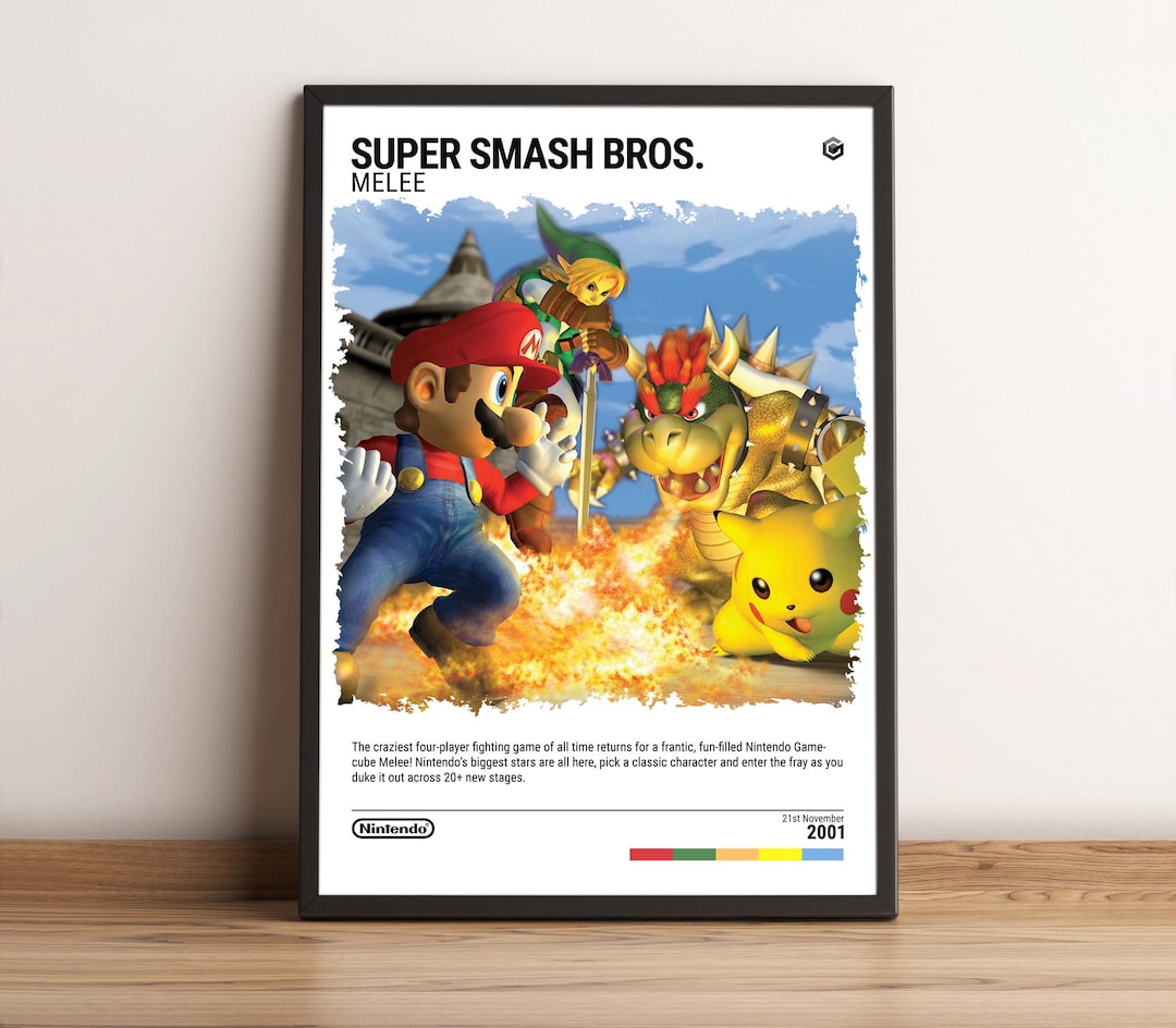 Super Smash Bros. Melee (2001) Gamecube Poster - Video Game Art Print ...