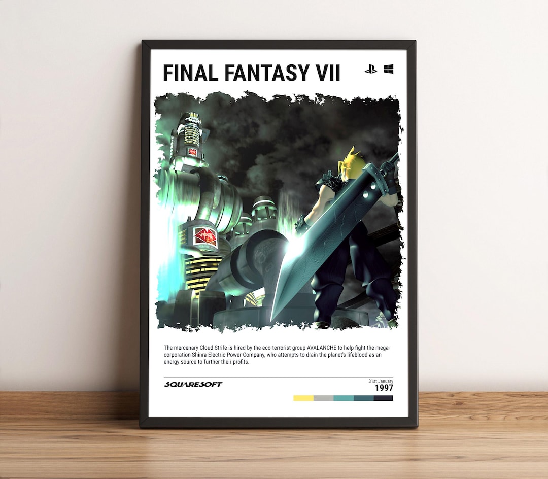 Final Fantasy VII (1997) Poster - Video Game Wall Art Print - Gaming ...