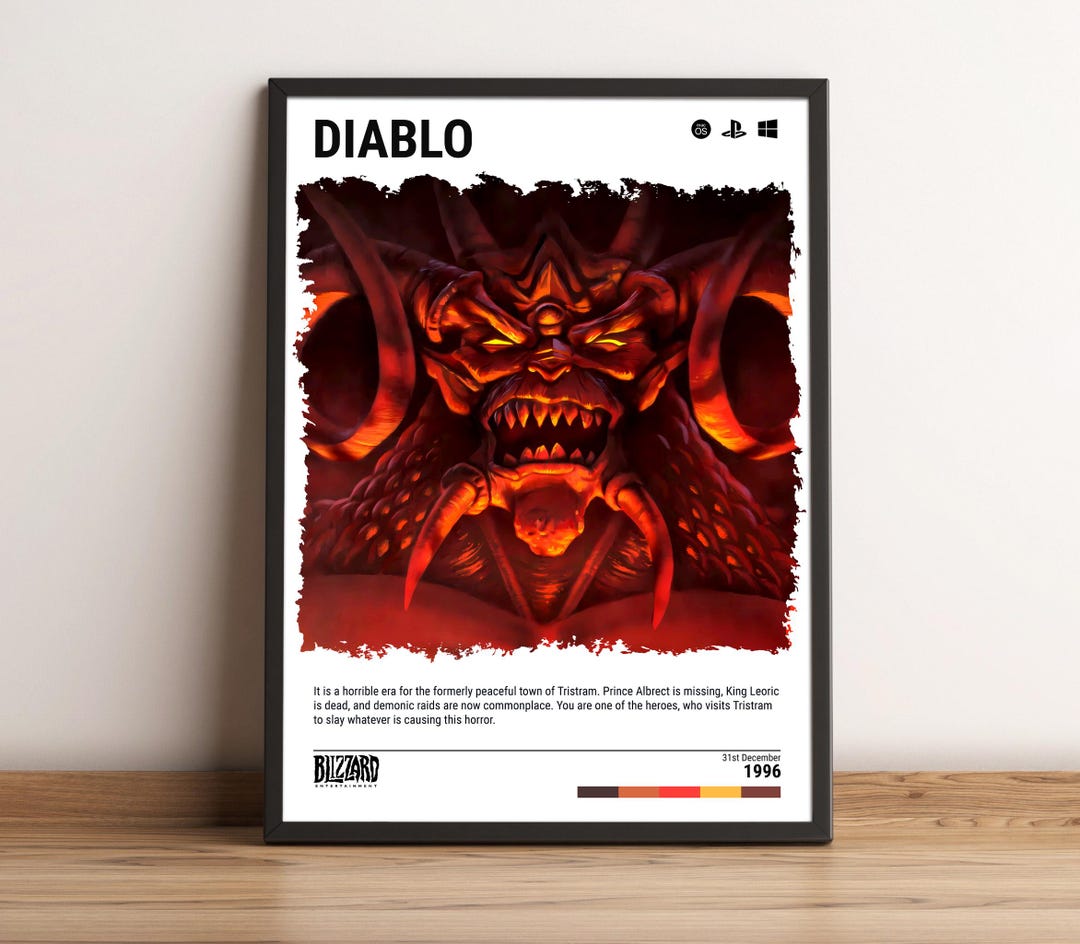 Diablo 1 (1996) Poster - Video Game Wall Art Print / Home Decor ...