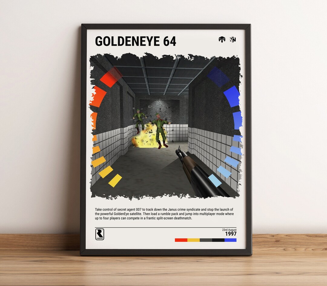 Golden Eye 64 1997 N64 Poster Impression d'art mural de jeu vidéo ...