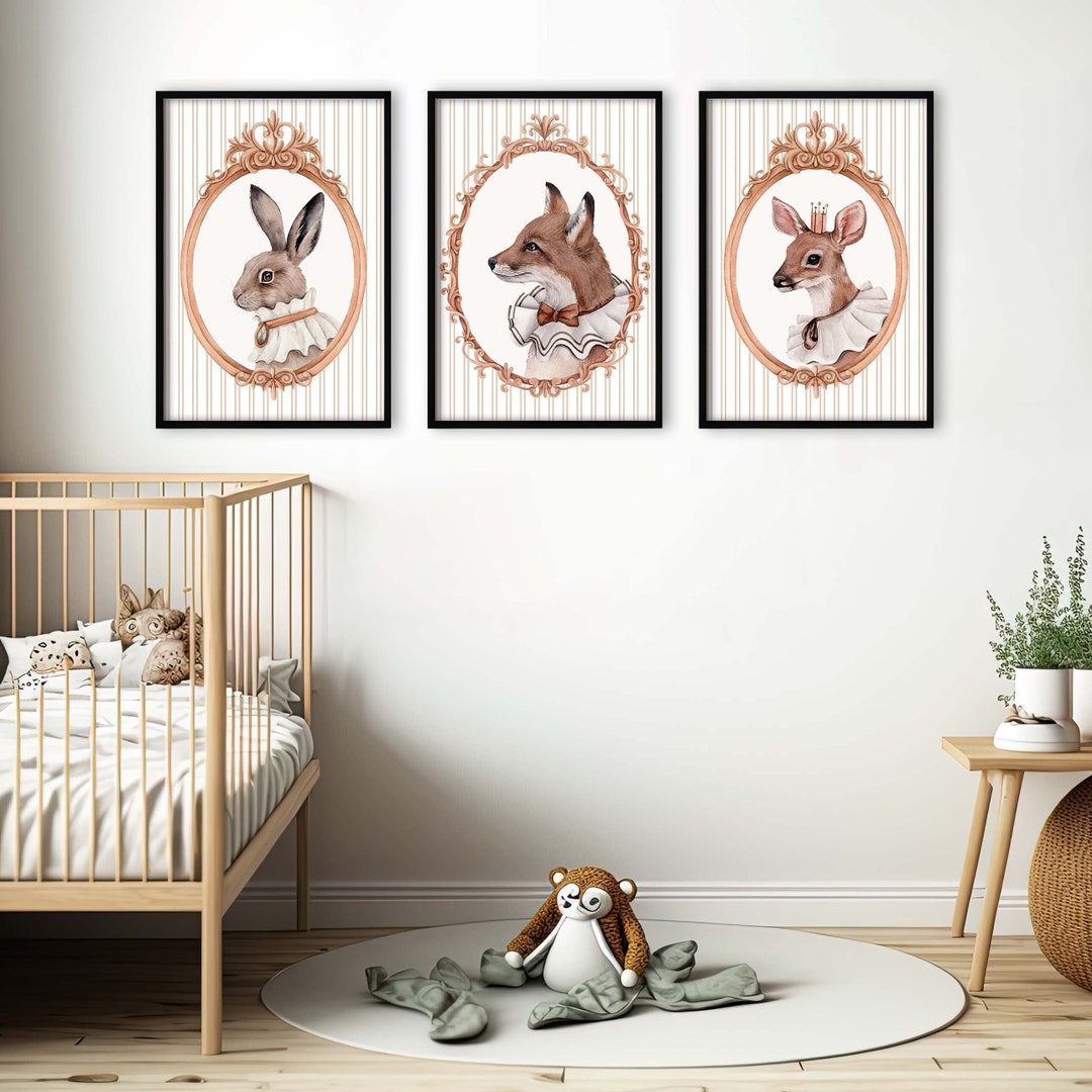 Ensemble d'affiches de pépinière Premium P773 // Portraits d'animaux ...