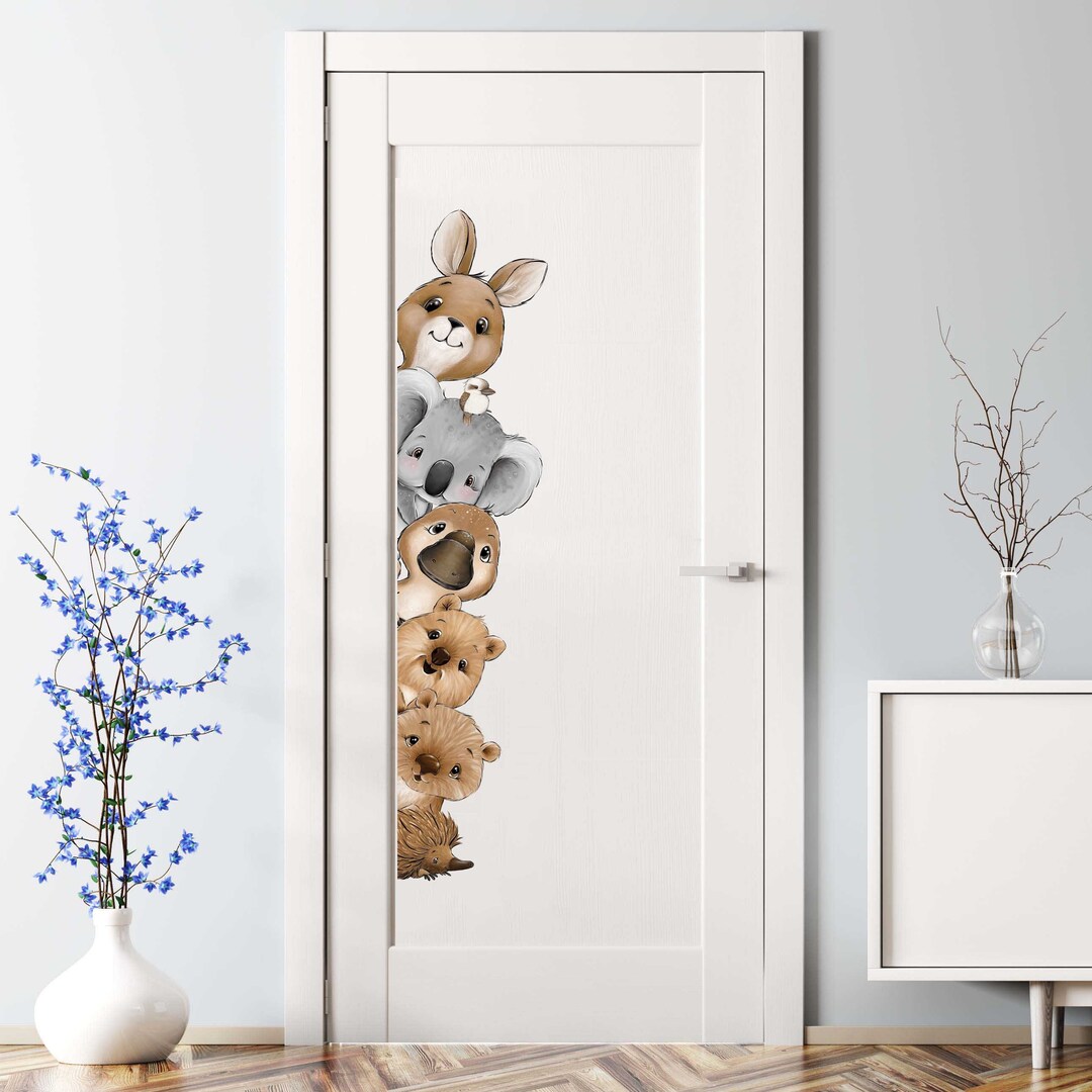 Door Sticker Nursery Baby Forest Animals Rabbit Koala Duck Otter ...