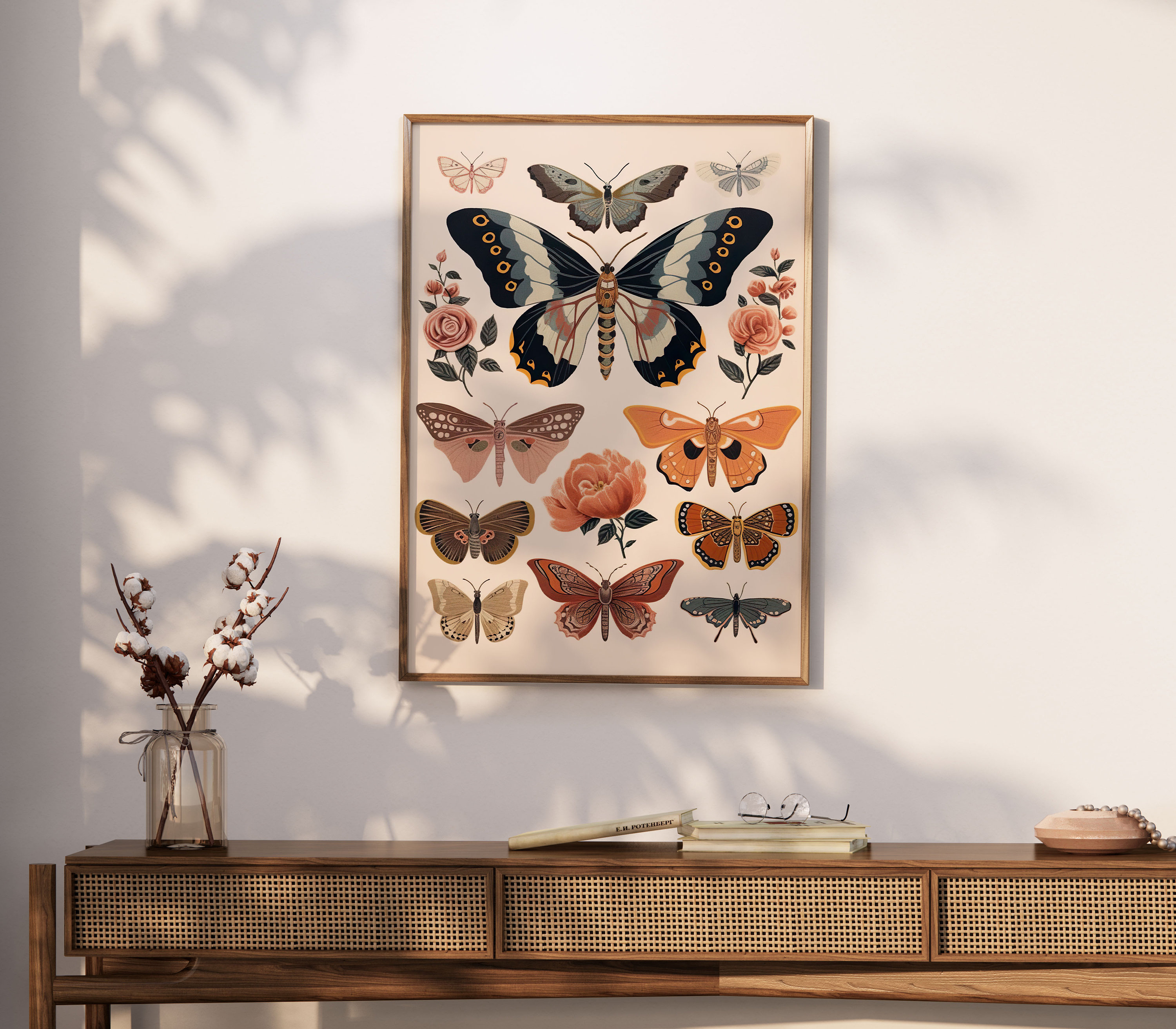 Boho Butterfly Art, Floral Butterfly Art, Boho Butterfly Print ...