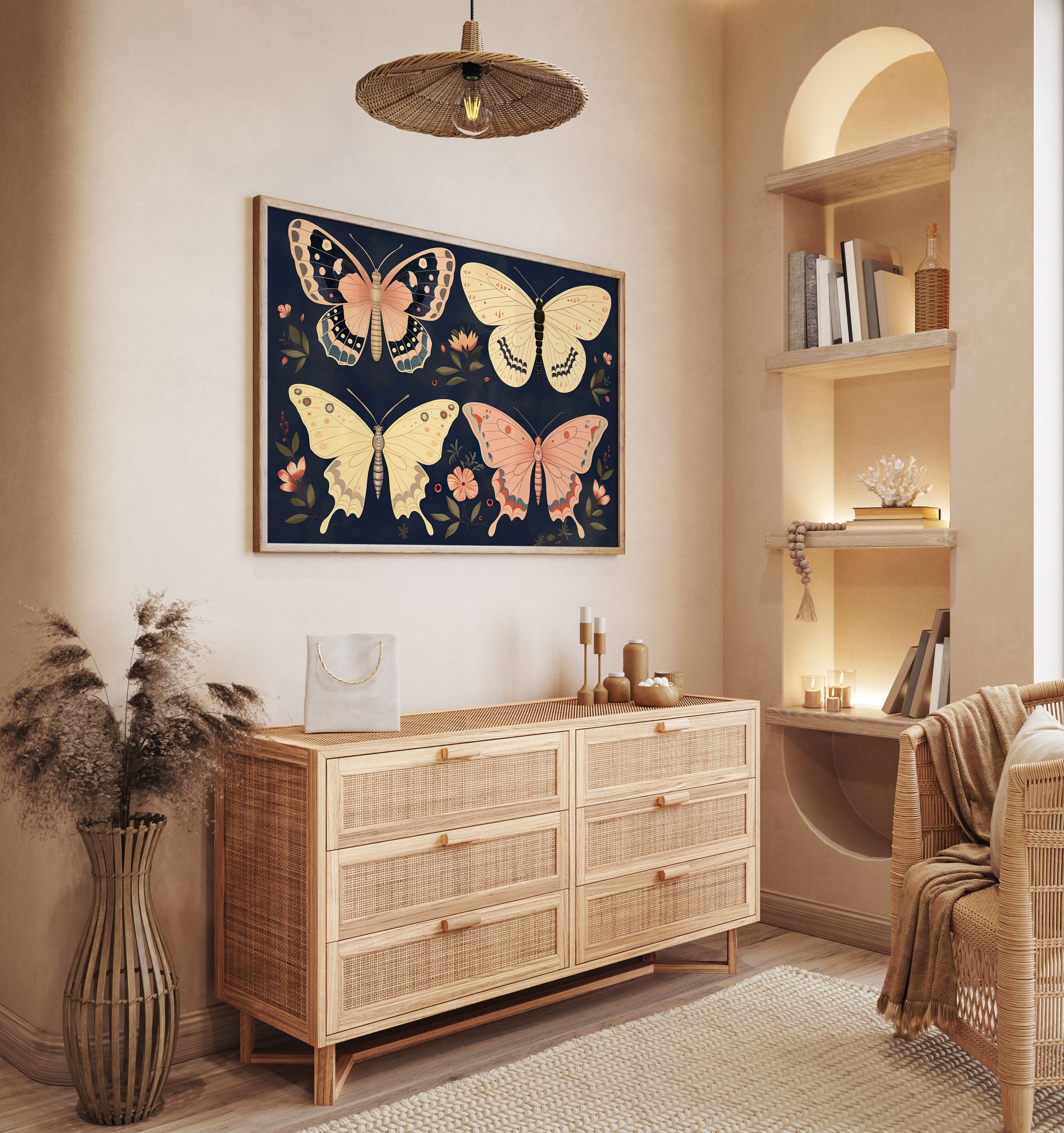 Boho Butterfly Art, Boho Butterfly Print, Butterfly Wall Art Nursery ...