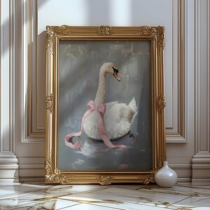 Swan Wall Art Print, Coquette Wall Art Print, Pink Coquette Room Decor ...