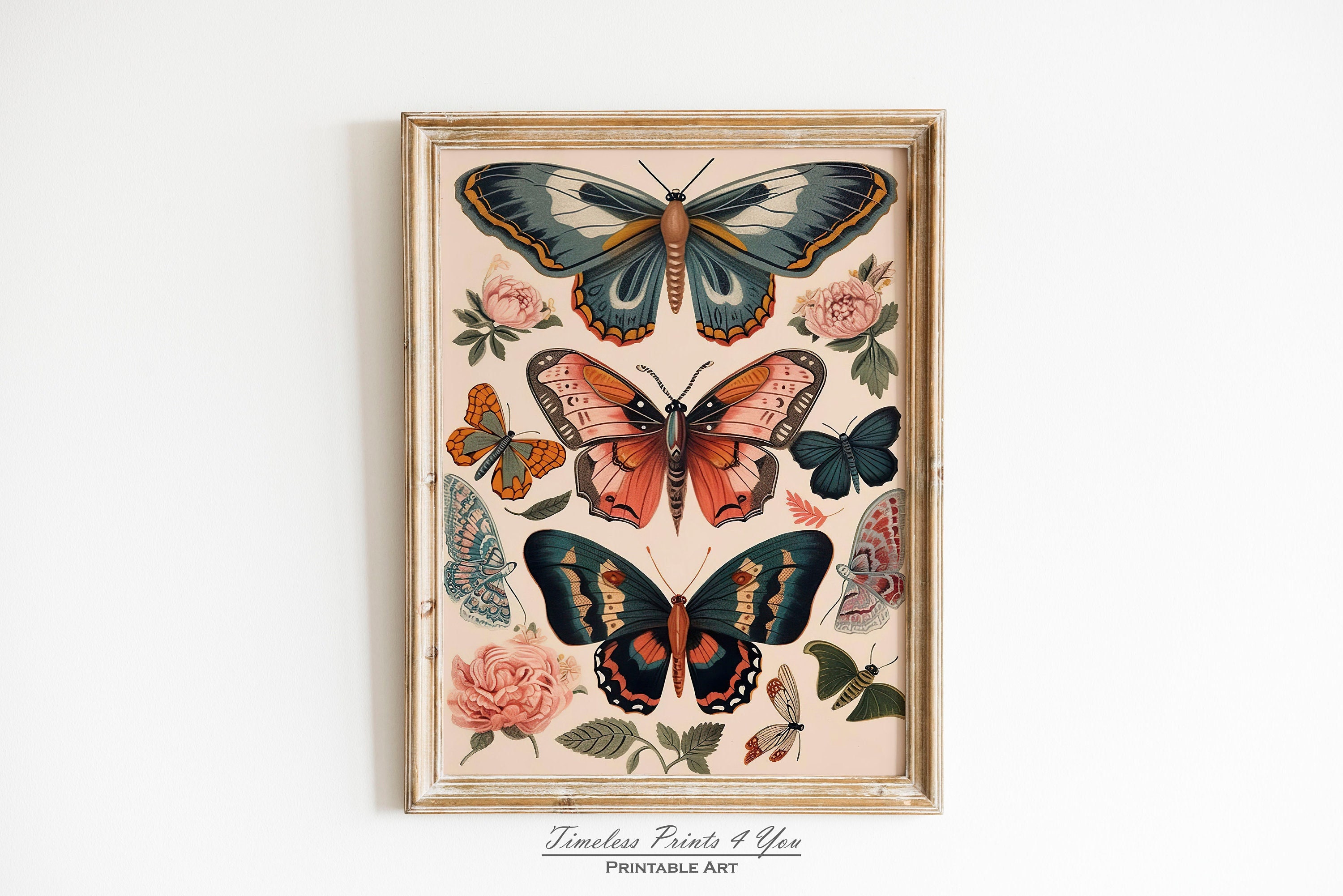 Boho Butterfly Art, Floral Butterfly Art, Boho Butterfly Print ...